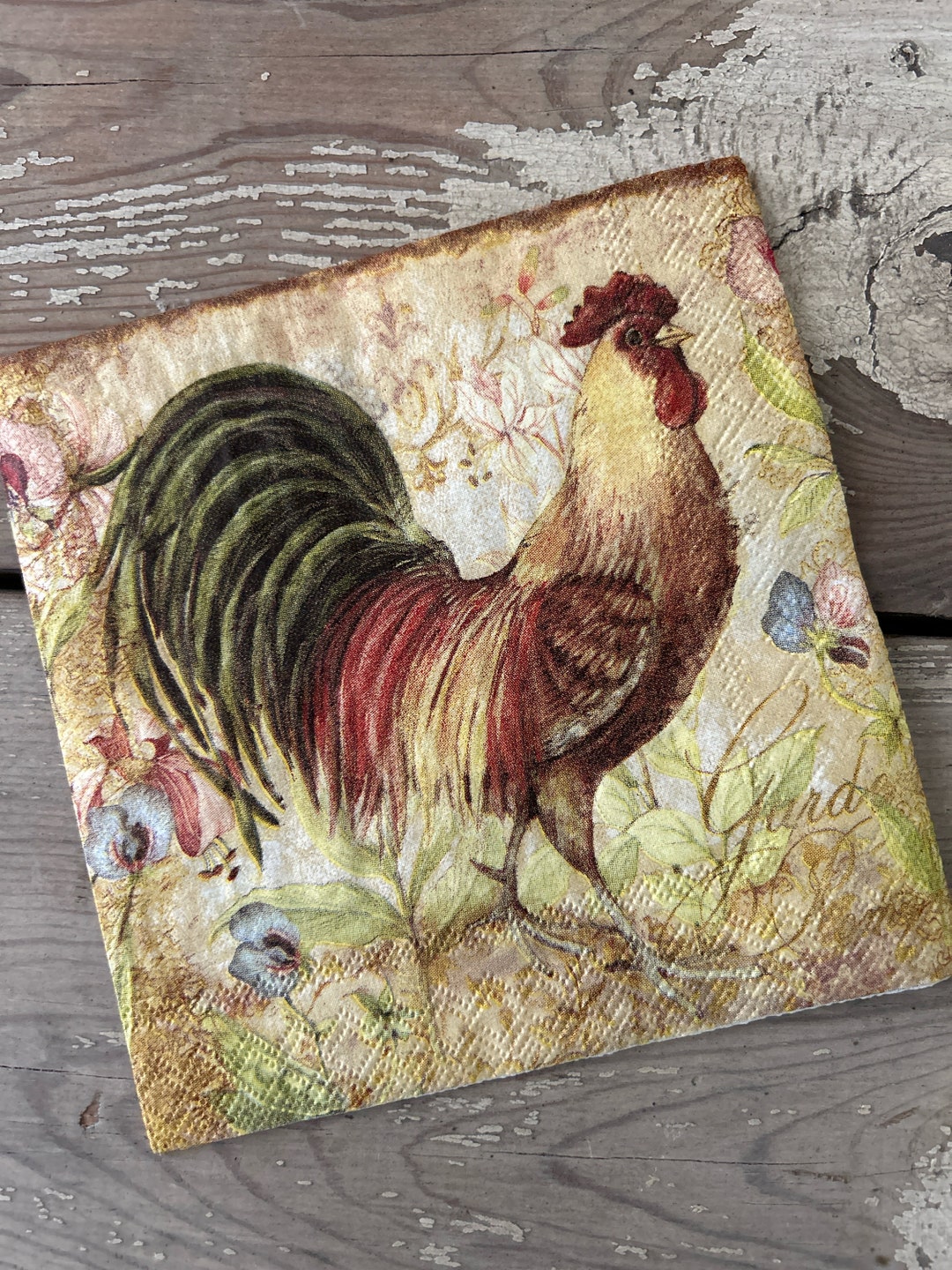 4 Proud Rooster Paper Napkins-decoupage Crafts - Etsy