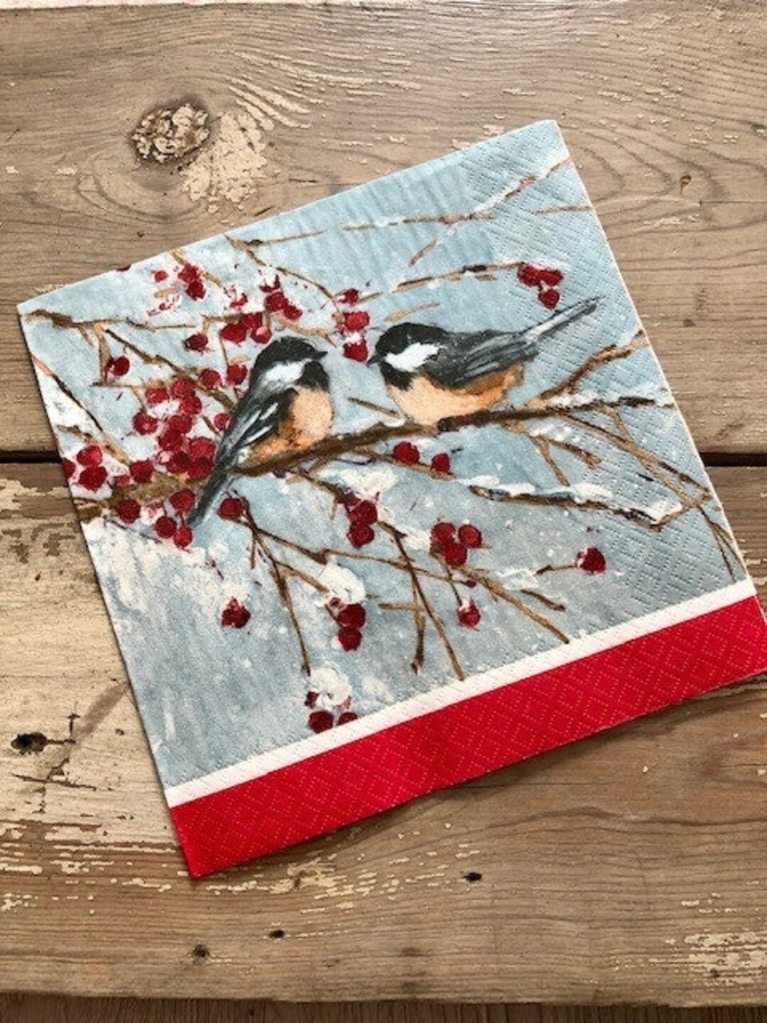 3 Holly & Birds Paper Napkins-decoupage Crafts Ornaments - Etsy
