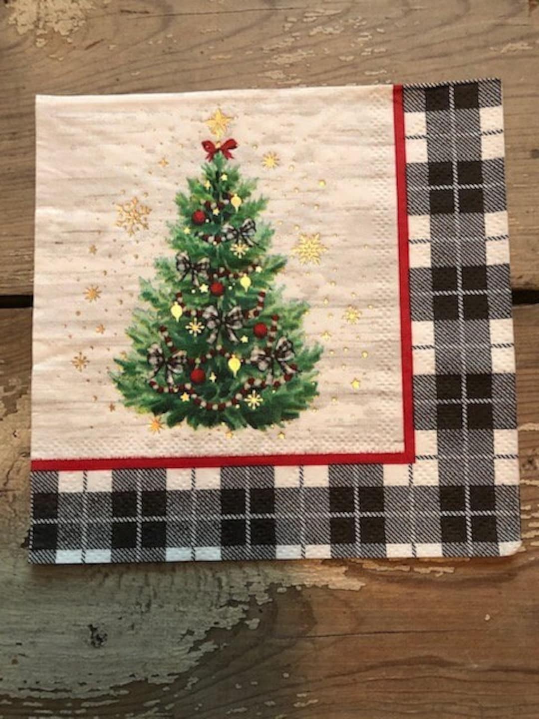 4 Petite Tree Paper Napkins-christmas Decoupage Ornaments Crafts - Etsy