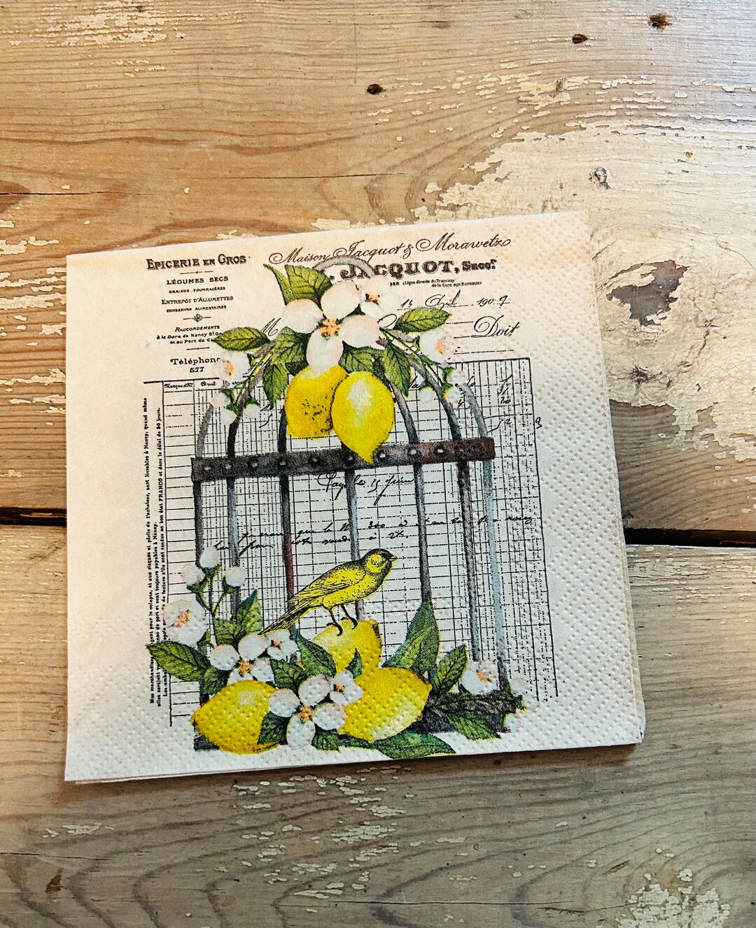 4 Lemon Birdcage Paper Napkins-decoupage Crafts - Etsy