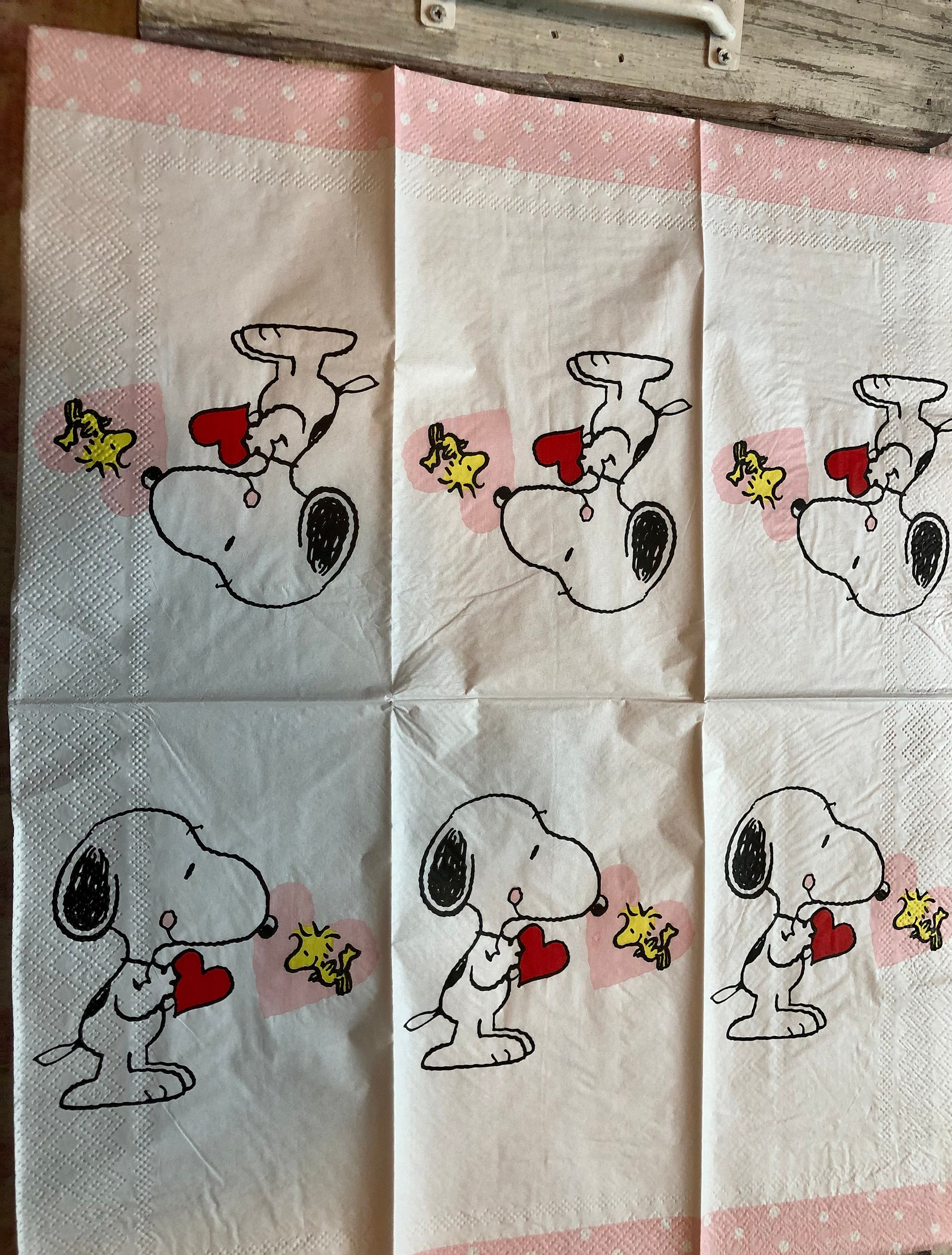 3 Snoopy & Woodstock Napkins-valentine Decoupage Crafts - Etsy