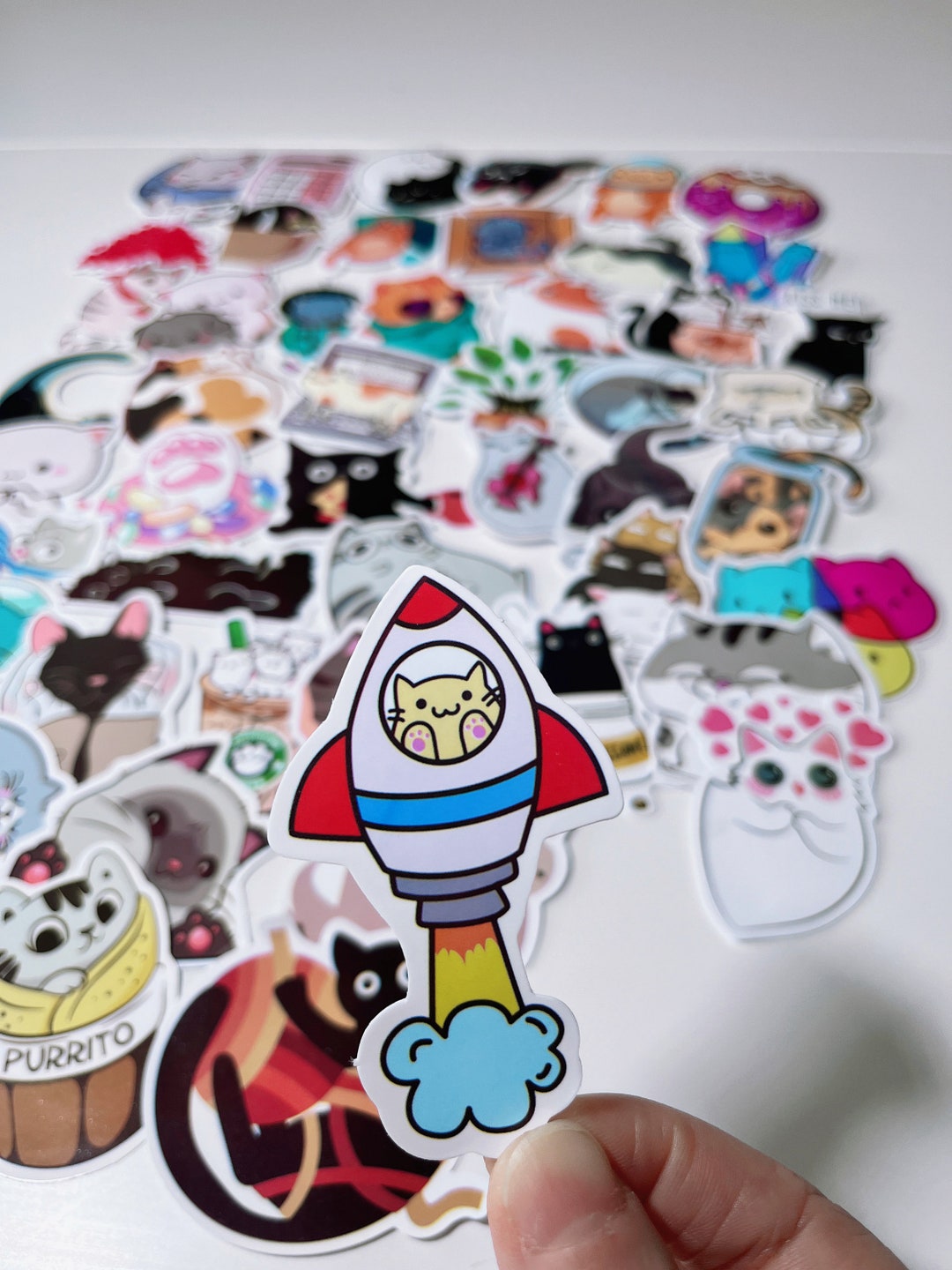 50pcs Cute Cats Sticker Grab Bag, Cartoon Cats Sticker Packs, Gift ...