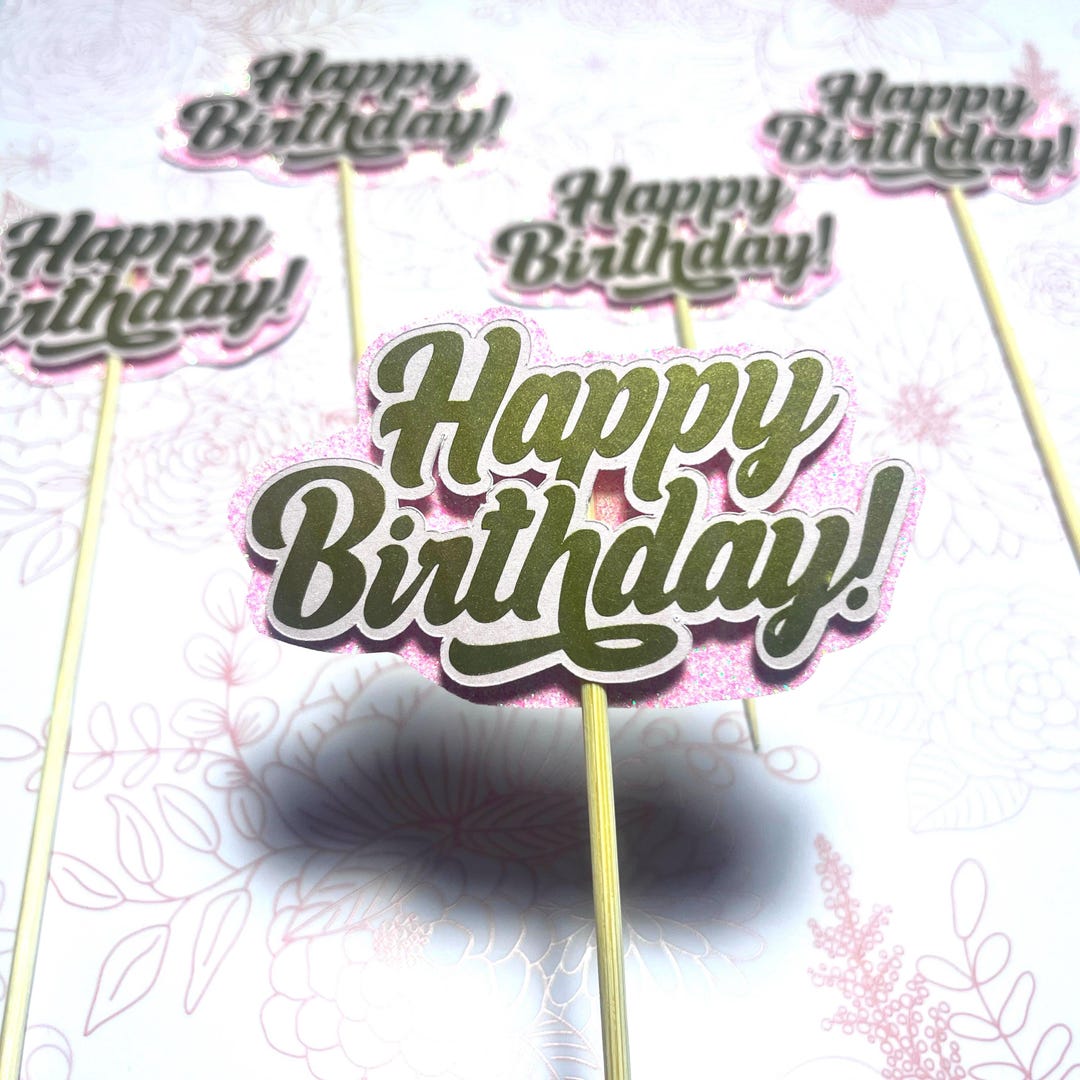 Handmade Mini Cake Toppers, Custom Glitter Cake Topper, Birthday Party ...