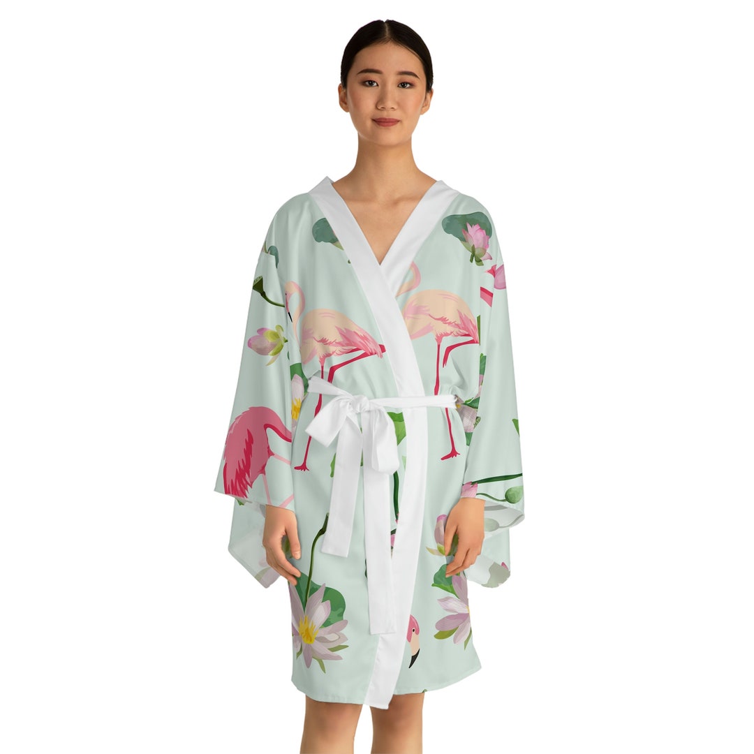 Pink Flamingos Long Sleeve Kimono Robe - Etsy
