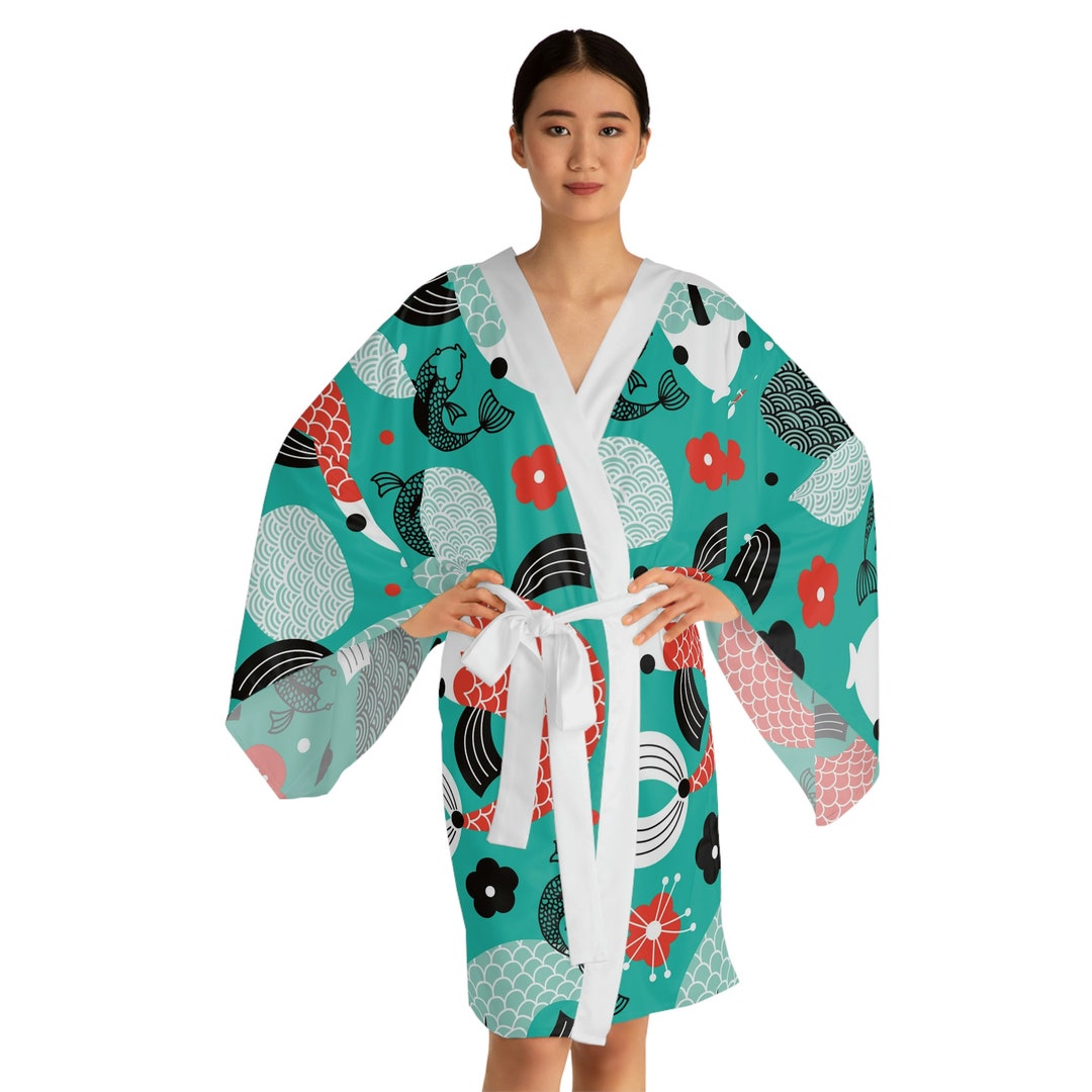 Koi Fish Long Sleeve Kimono Robe - Etsy