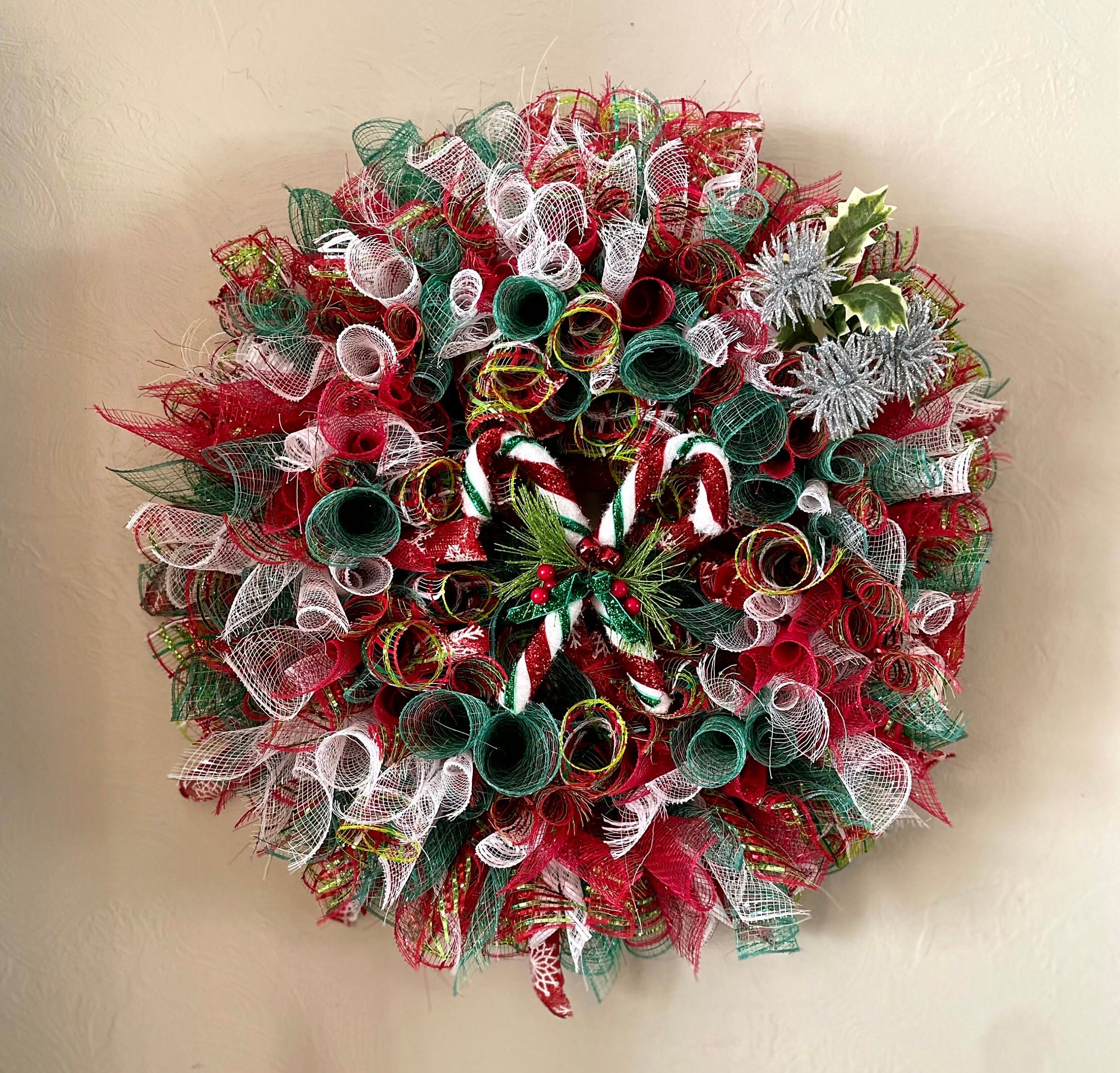 Christmas Holiday Deco Mesh Wreath - Etsy