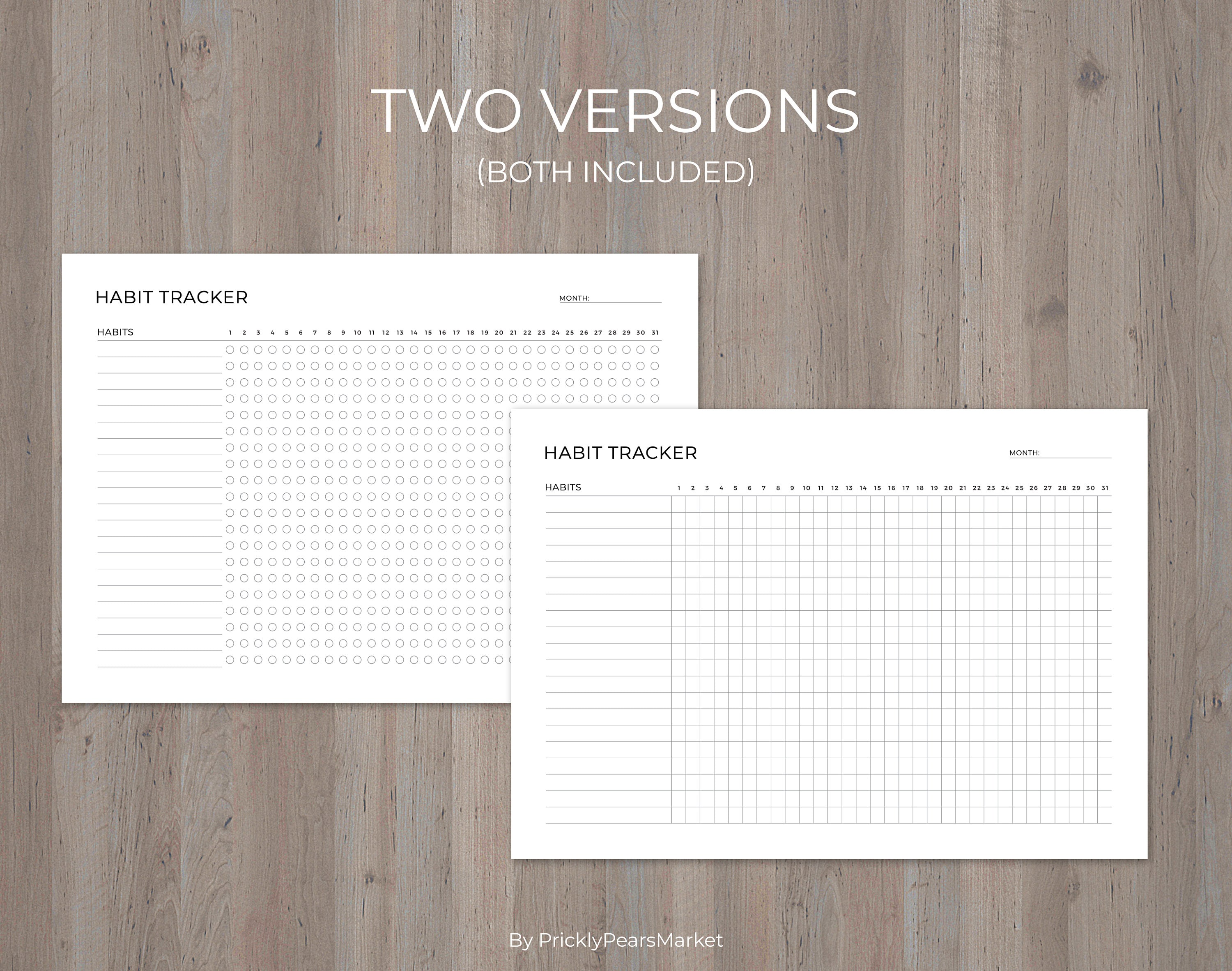 Habit Tracker, Monthly Habit Tracker Printable, Fillable, Landscape ...