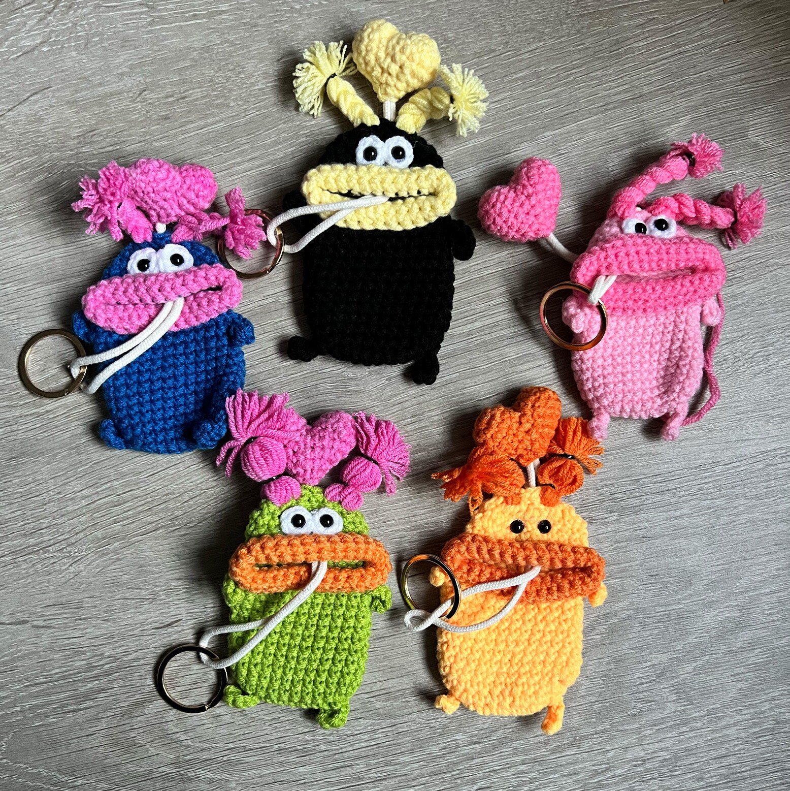 Crochet Animal Key Case, Knitted Key Holder, Handmade Key Ring, Monster ...