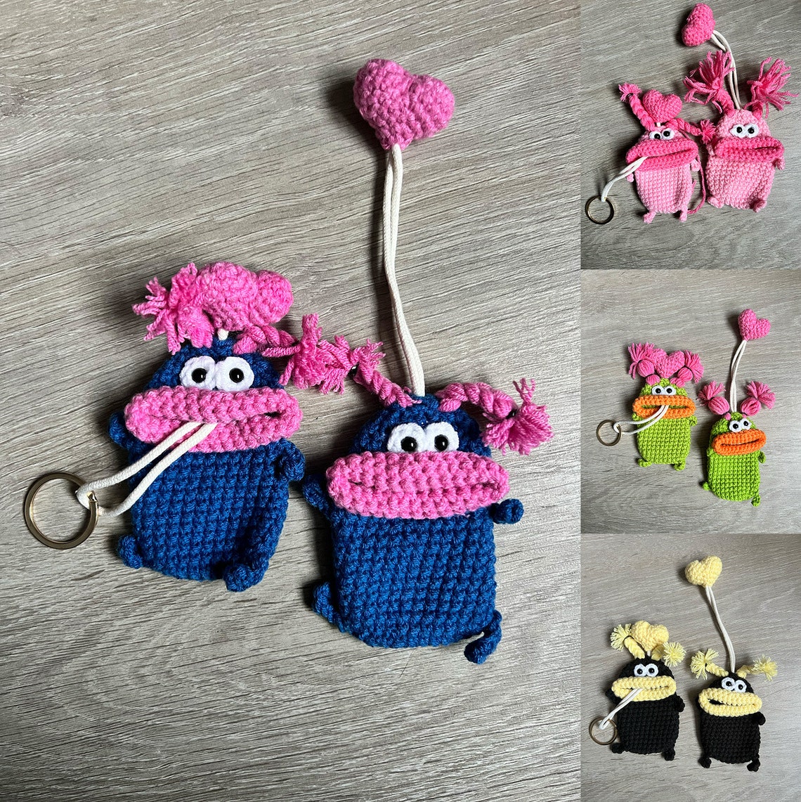 Crochet Animal Key Case, Knitted Key Holder, Handmade Key Ring, Monster ...