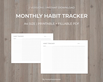 Monthly Habit Tracker, Printable A4 Letter Size, Instant Download ...