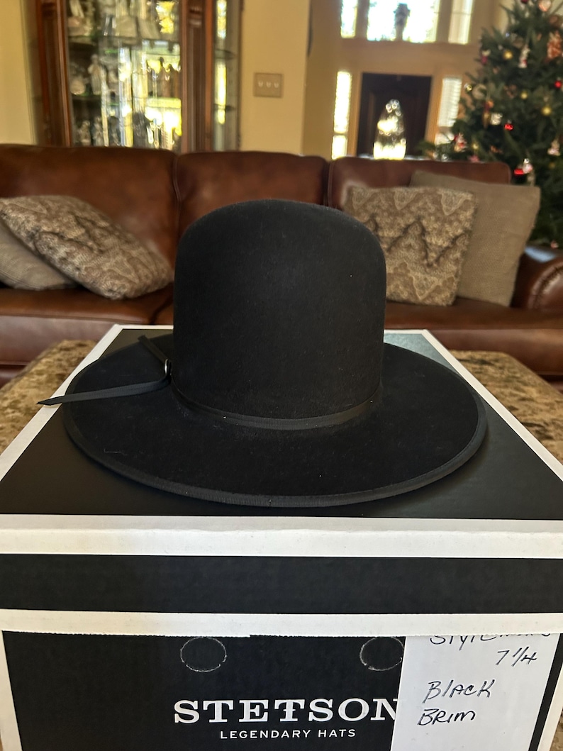 Stetson "amish" Open Crown Promo Black 7 1/4 "wyatt Earp" Style! - Etsy