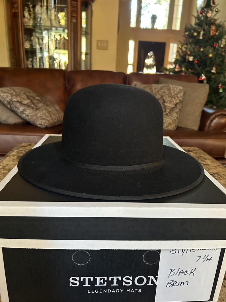 Stetson "amish" Open Crown Promo Black 7 1/4 "wyatt Earp" Style! - Etsy