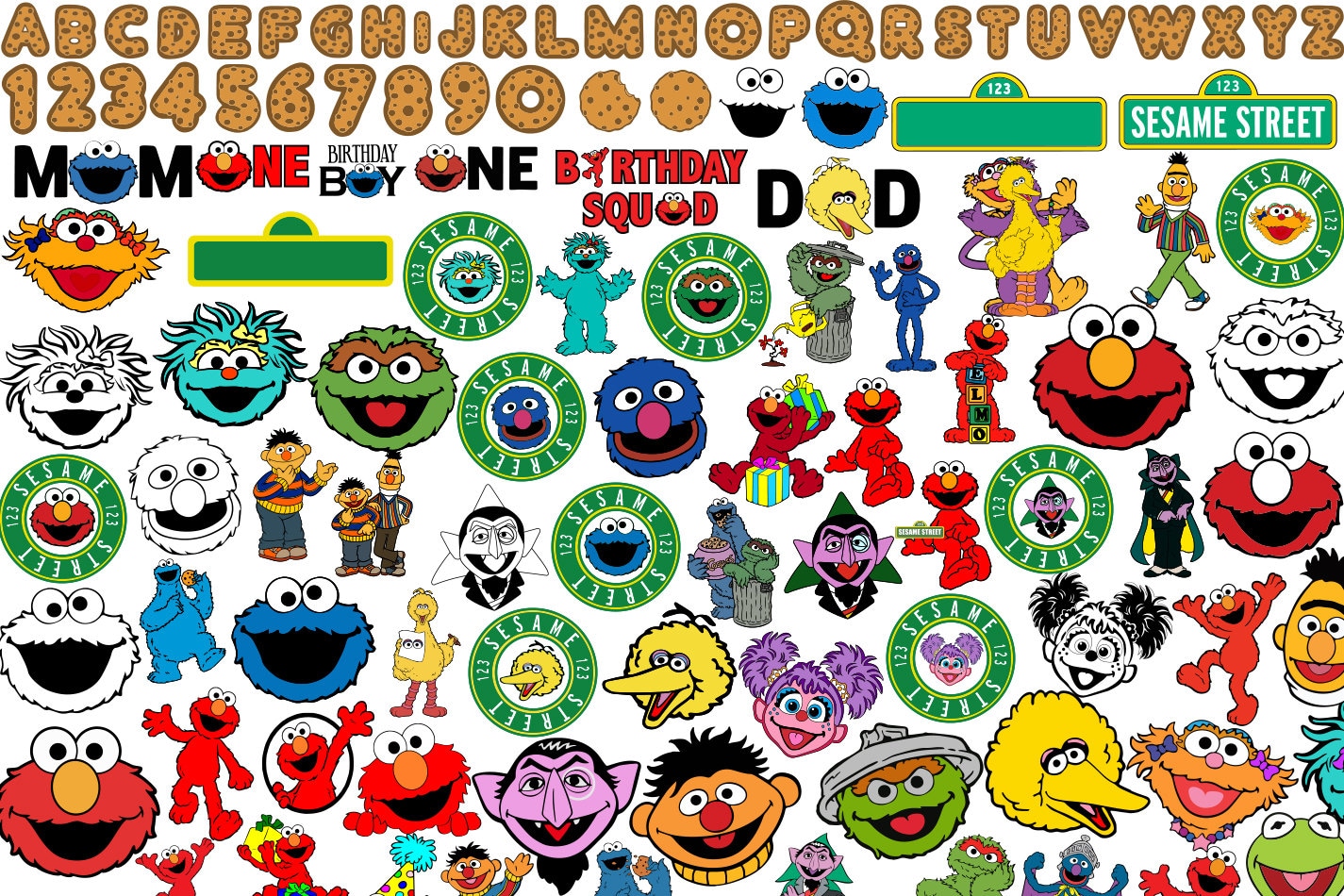 Sesame Street Faces Cutouts