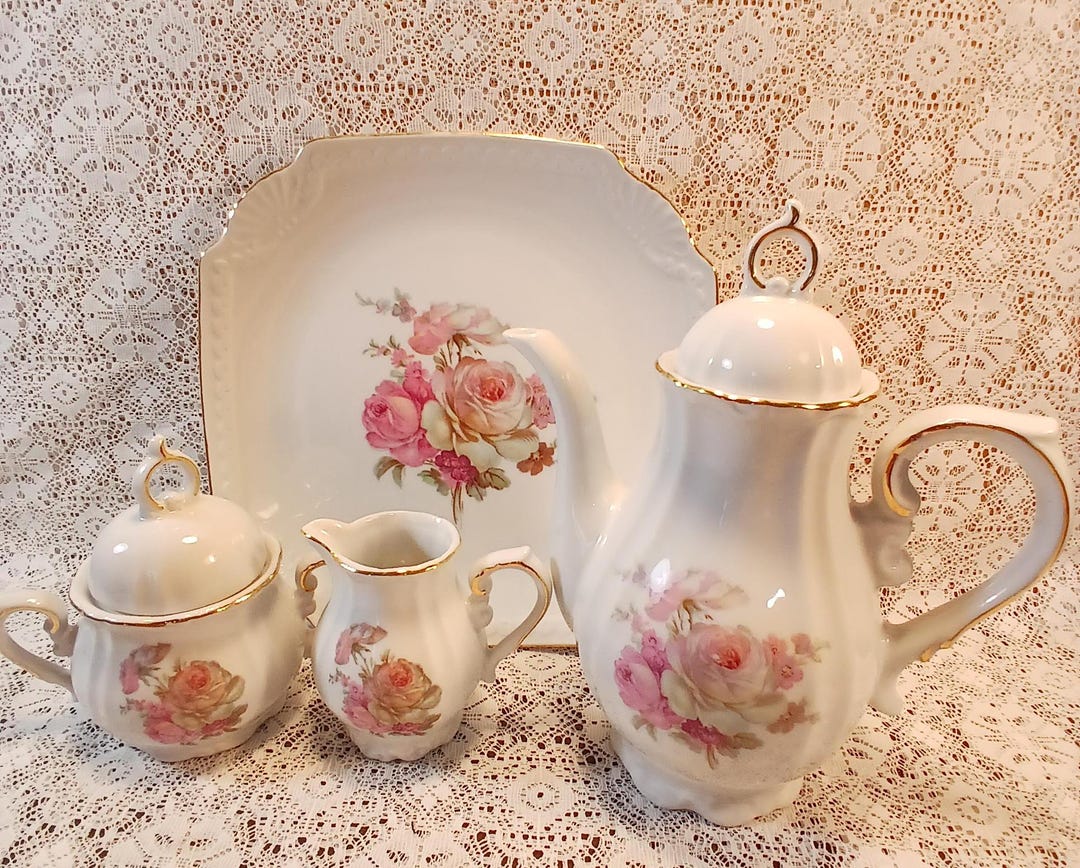 Winrose Collection Teapot-serving Tray Cream and Sugar Bowl With Cover ...