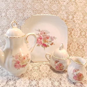 Winrose Collection Teapot-serving Tray Cream and Sugar Bowl With Cover ...