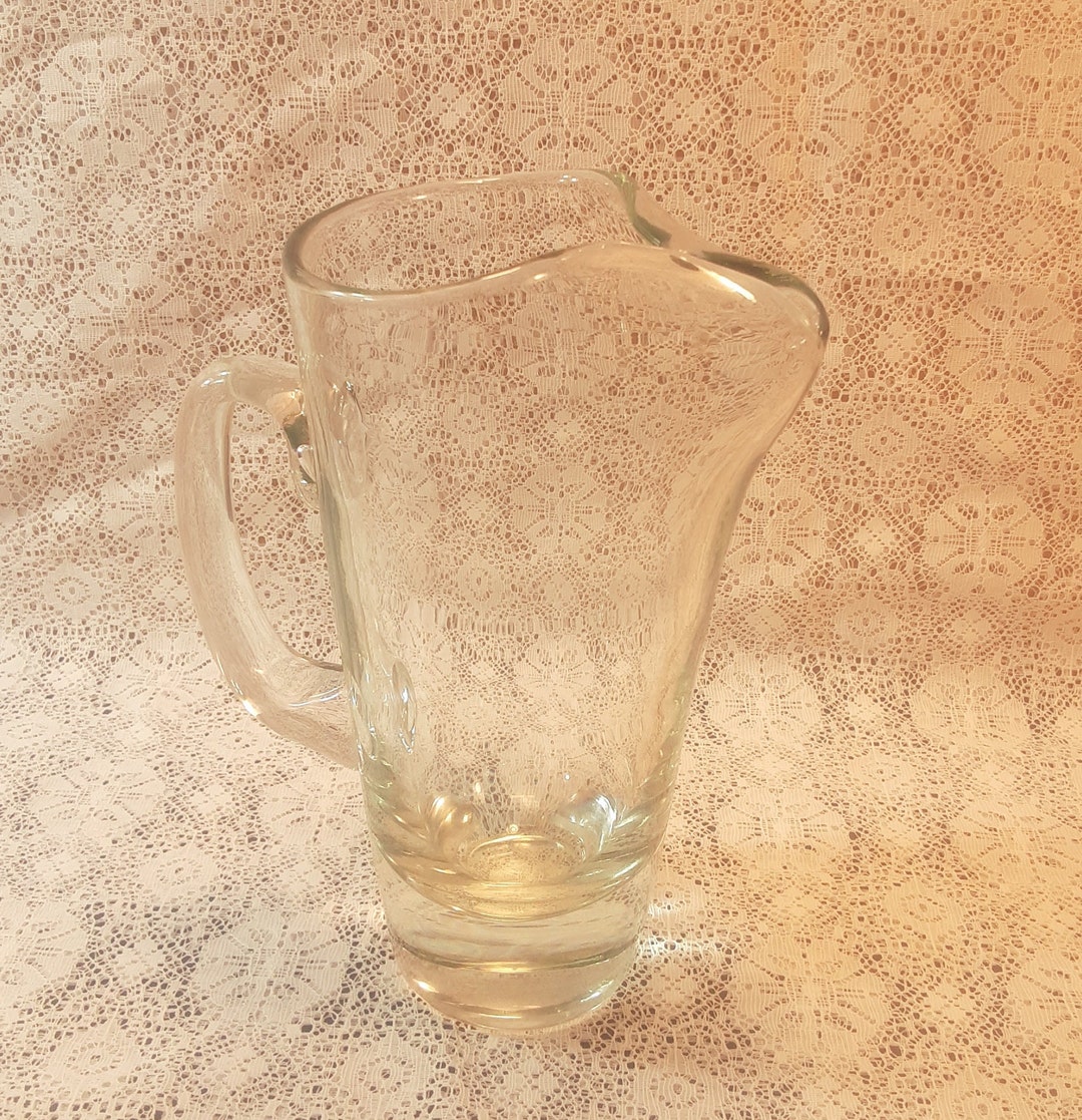 Martini Pitcher Clear Solid Glass Mid-century Pinched Spout - Etsy