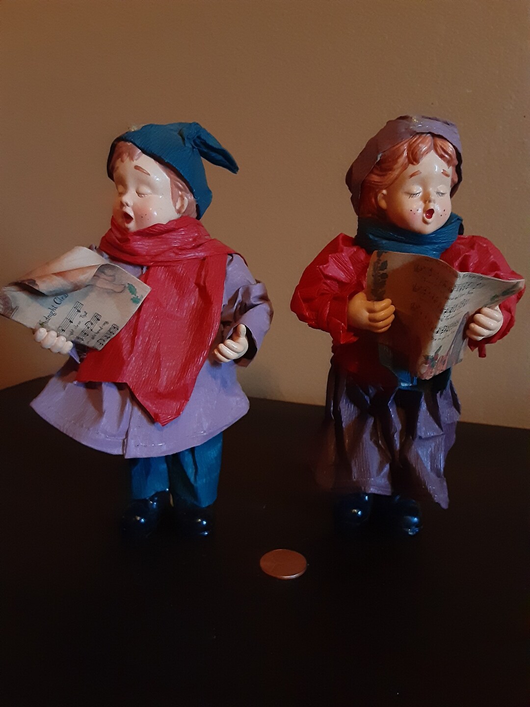 Holiday Carolers Boy and Girl Paper Mache Colorful - Etsy