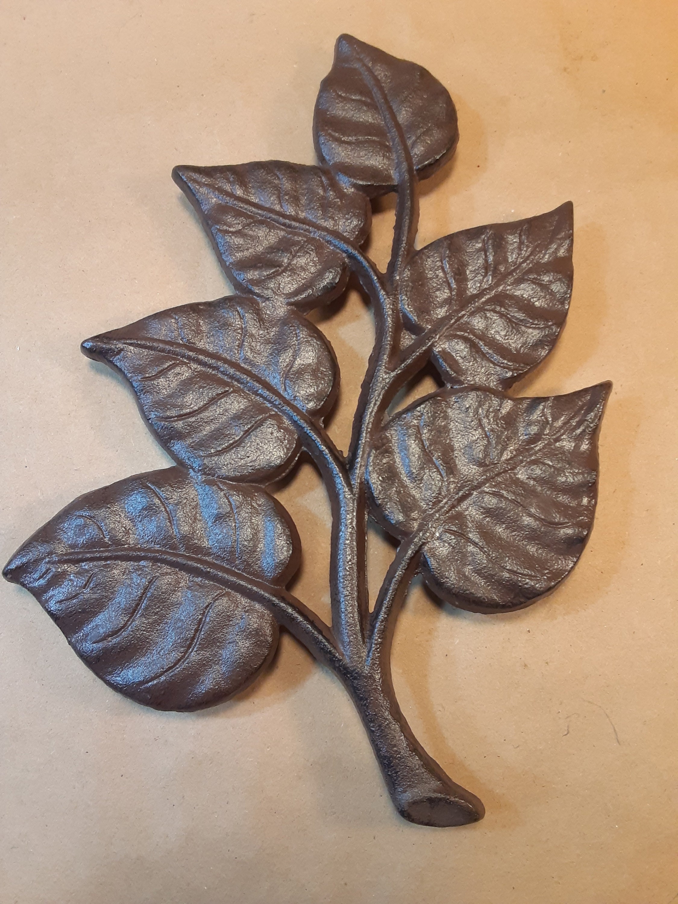 Cast Iron Dark Brown Leaf Trivet Wall Decor Solid Heavy - Etsy