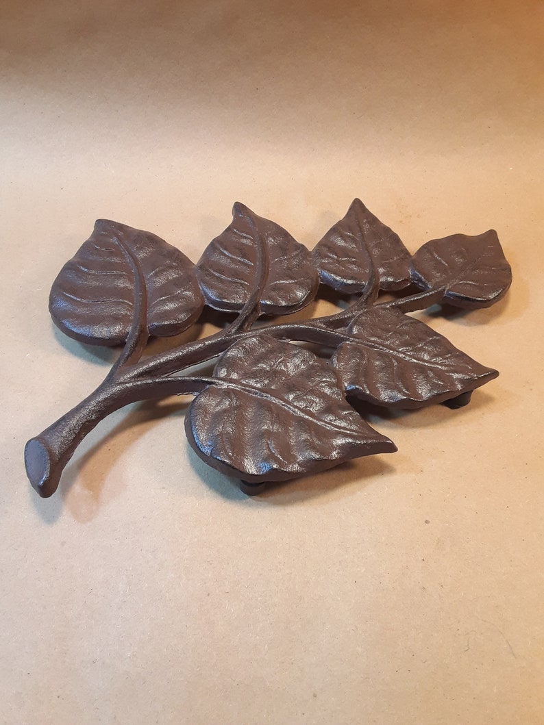 Cast Iron Dark Brown Leaf Trivet Wall Decor Solid Heavy - Etsy