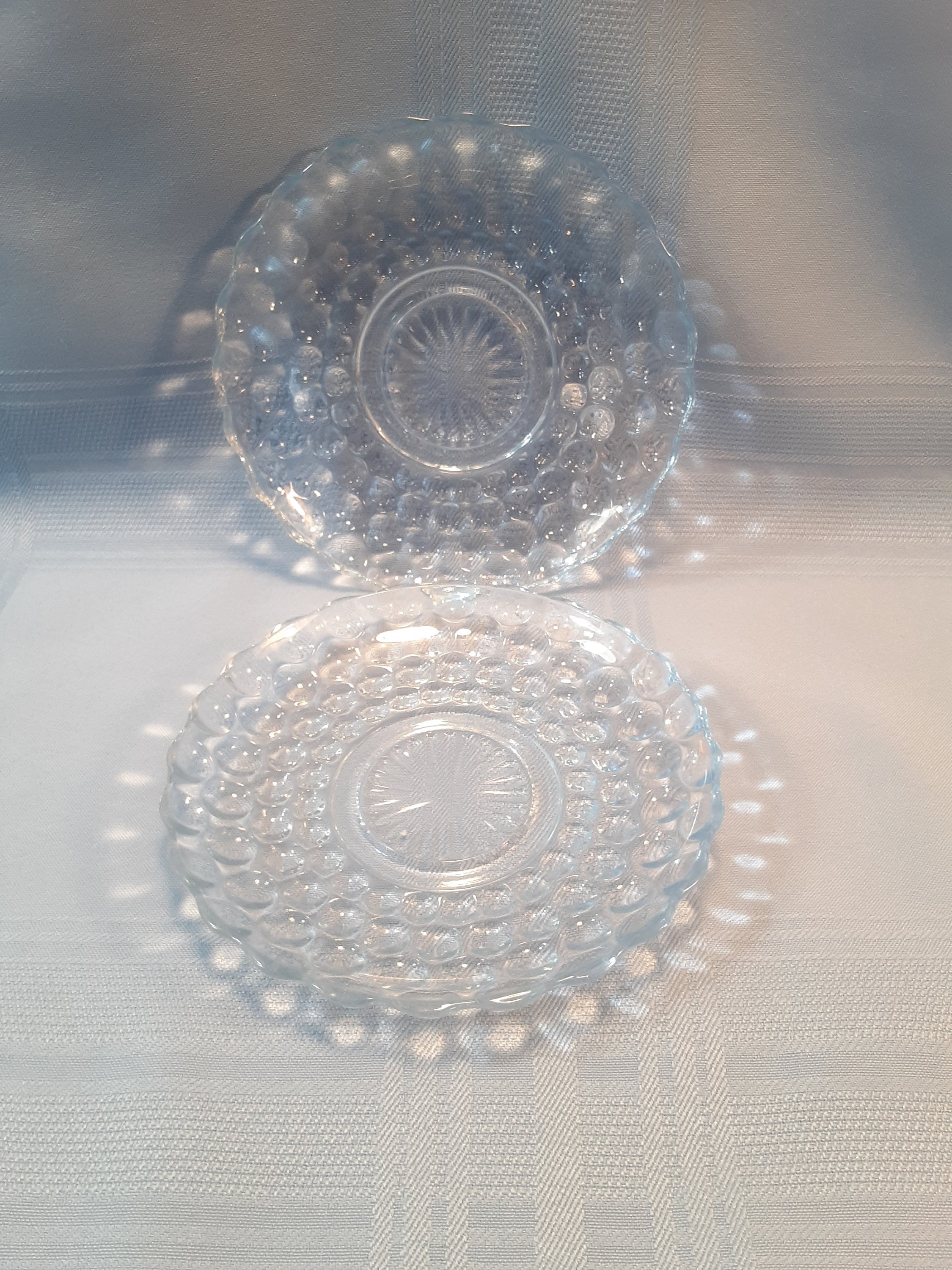 Two Blue Bubble Pattern Anchor Hocking Depression Glass Saucers 5 3/4 ...