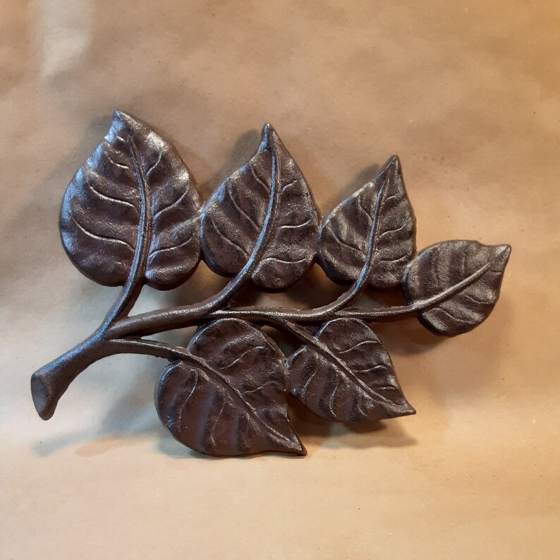 Cast Iron Dark Brown Leaf Trivet Wall Decor Solid Heavy - Etsy