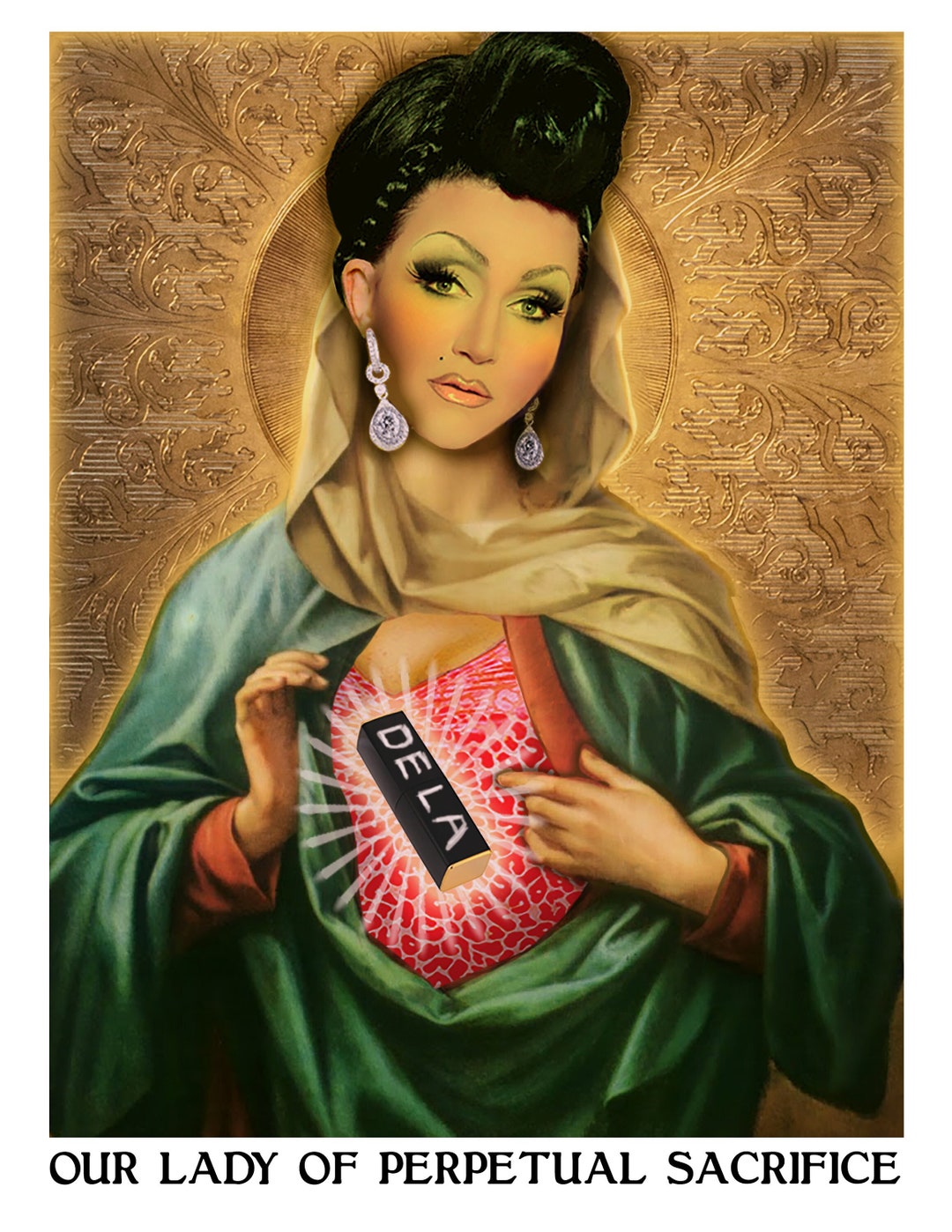 Bendelacreme Drag Queen Virgin Mary Parody Digital Art Print Portrait ...