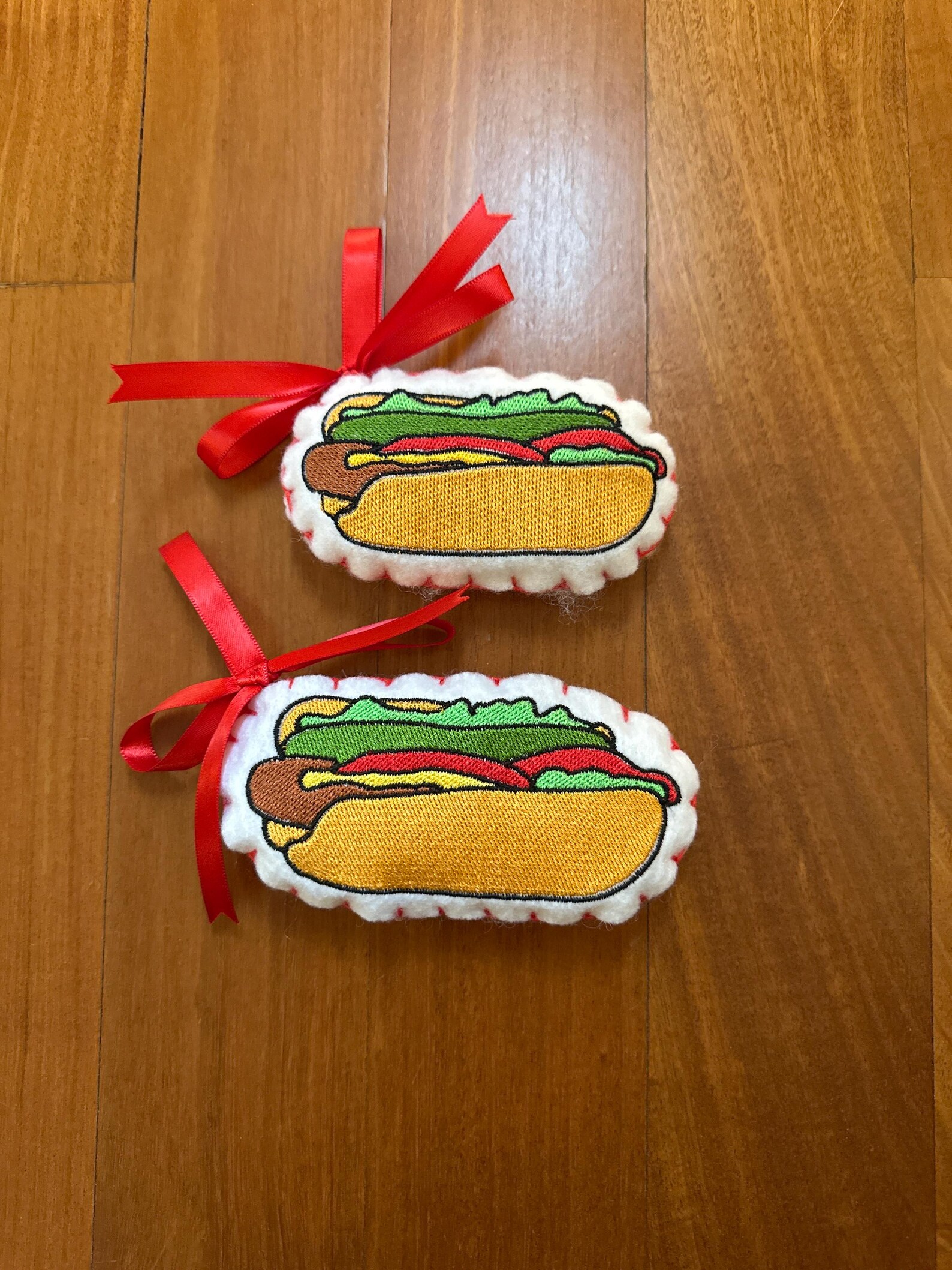 Chicago Style Hot Dog Embroidered Felt Ornament - Christmas Decorations ...