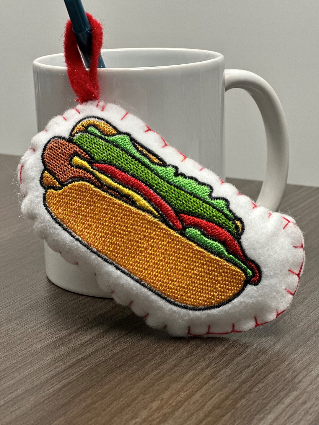 Chicago Style Hot Dog Embroidered Felt Ornament Christmas Decorations ...