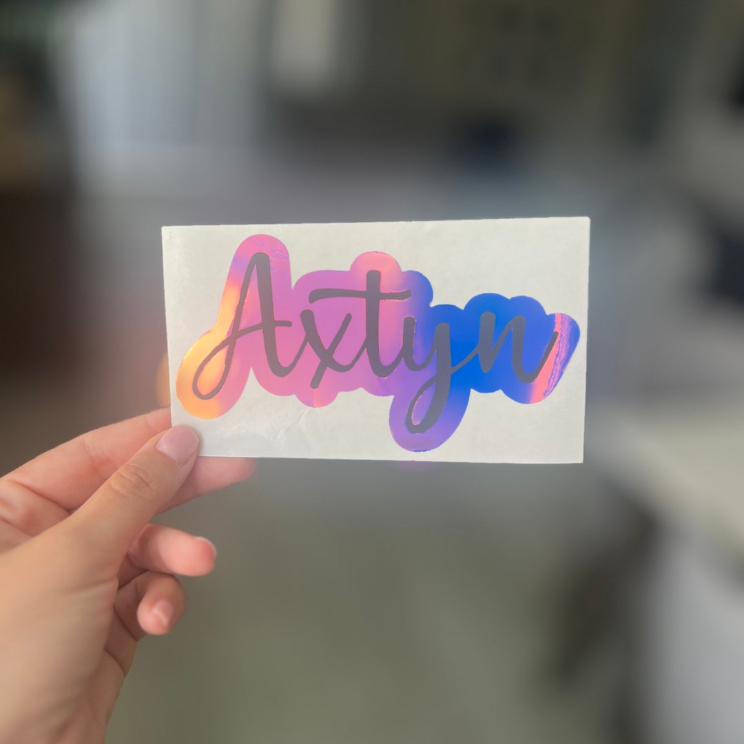 Holographic Glitter Name Sticker Black Letters, Back to School Water ...