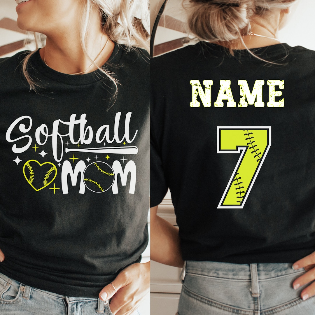 Personalized Softball Shirt With Number on Back Custom Softball Mom T ...