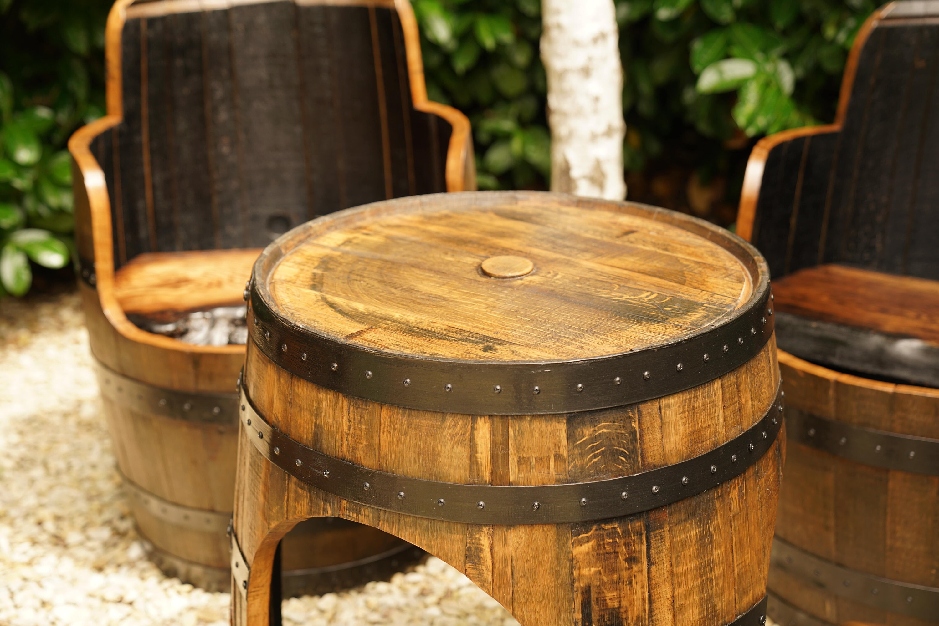 5-piece Bespoke Barrel Table and Chair Set... Oak Whisky Barrel ...