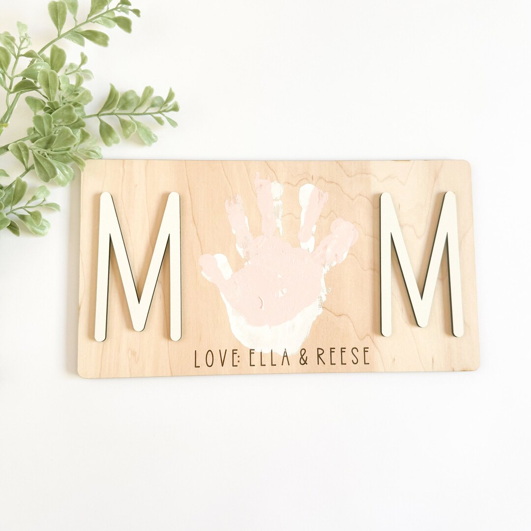 Mother's Day Handprint Sign Mother's Day Craft Mom Handprint Sign Wood ...