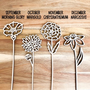 Wooden Birth Flowers Single Stem Wood Flowers Birth Flower - Etsy