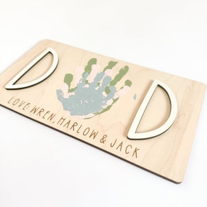 Father's Day Handprint Sign Father's Day Craft Dad Handprint Sign Wood ...