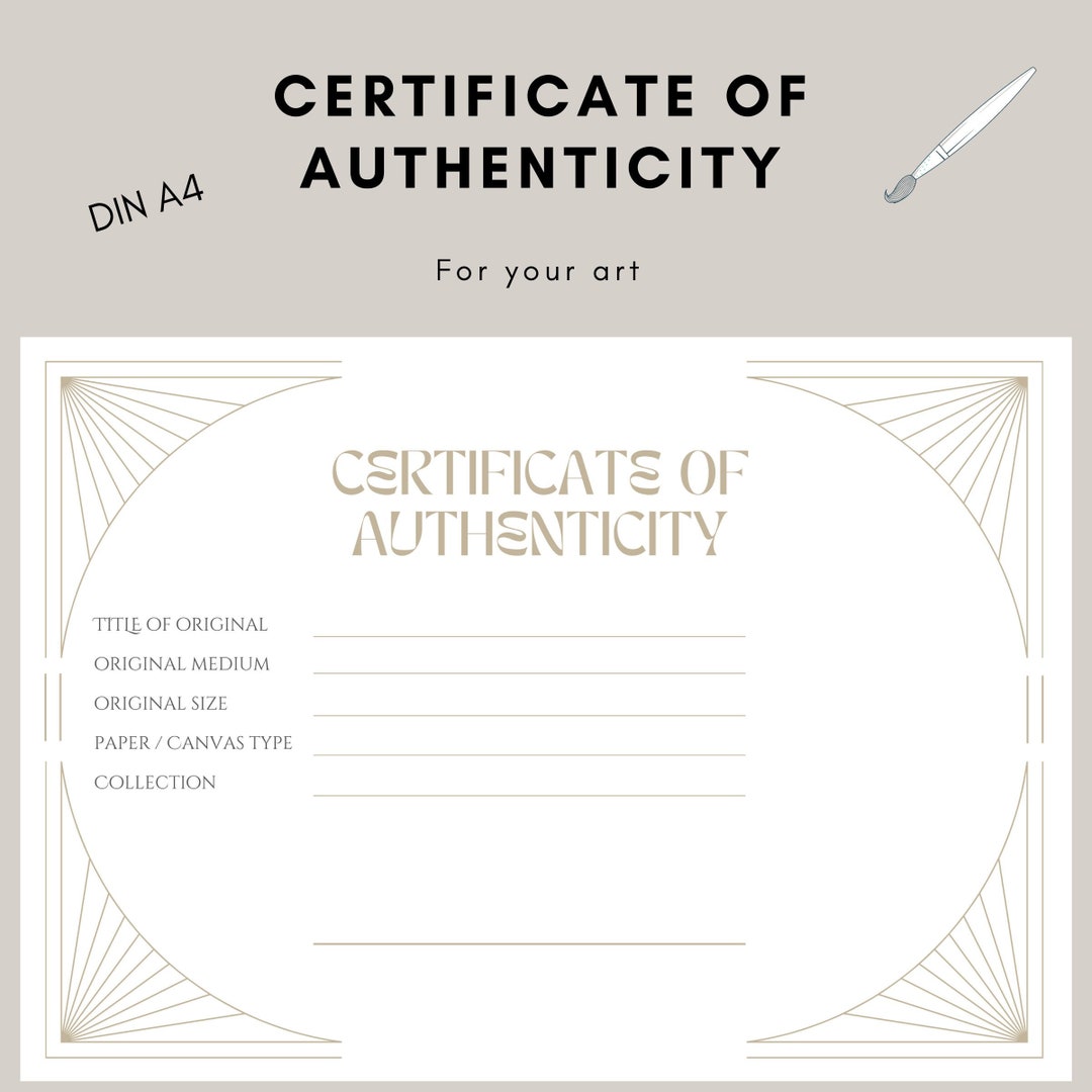 Certificado de autenticidad Certificado de artista de arte - Etsy España