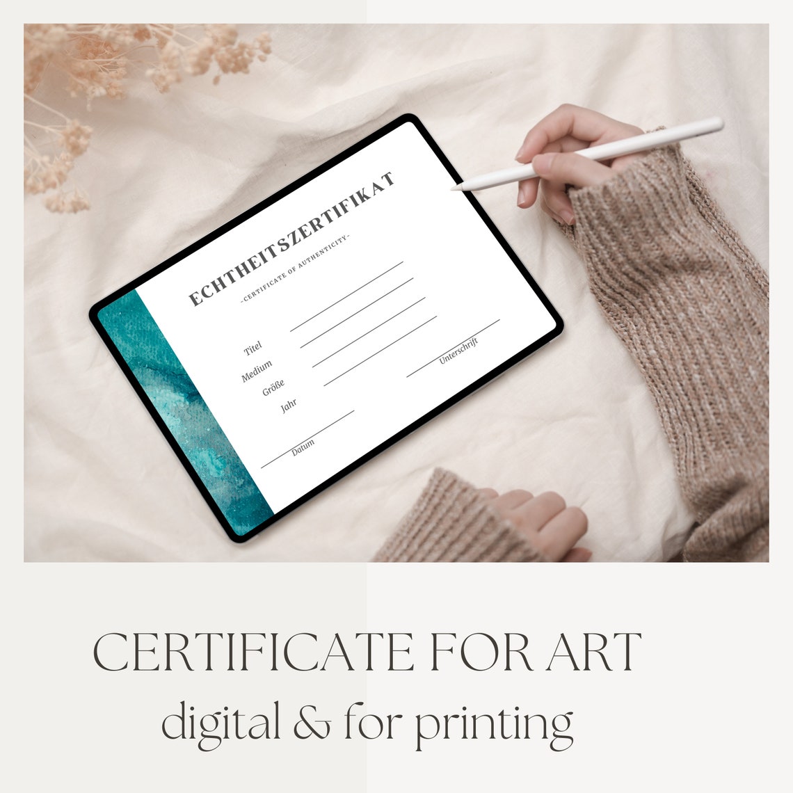 Certificate of Authenticity Art Artist Certificate Abstract DINA4 ...