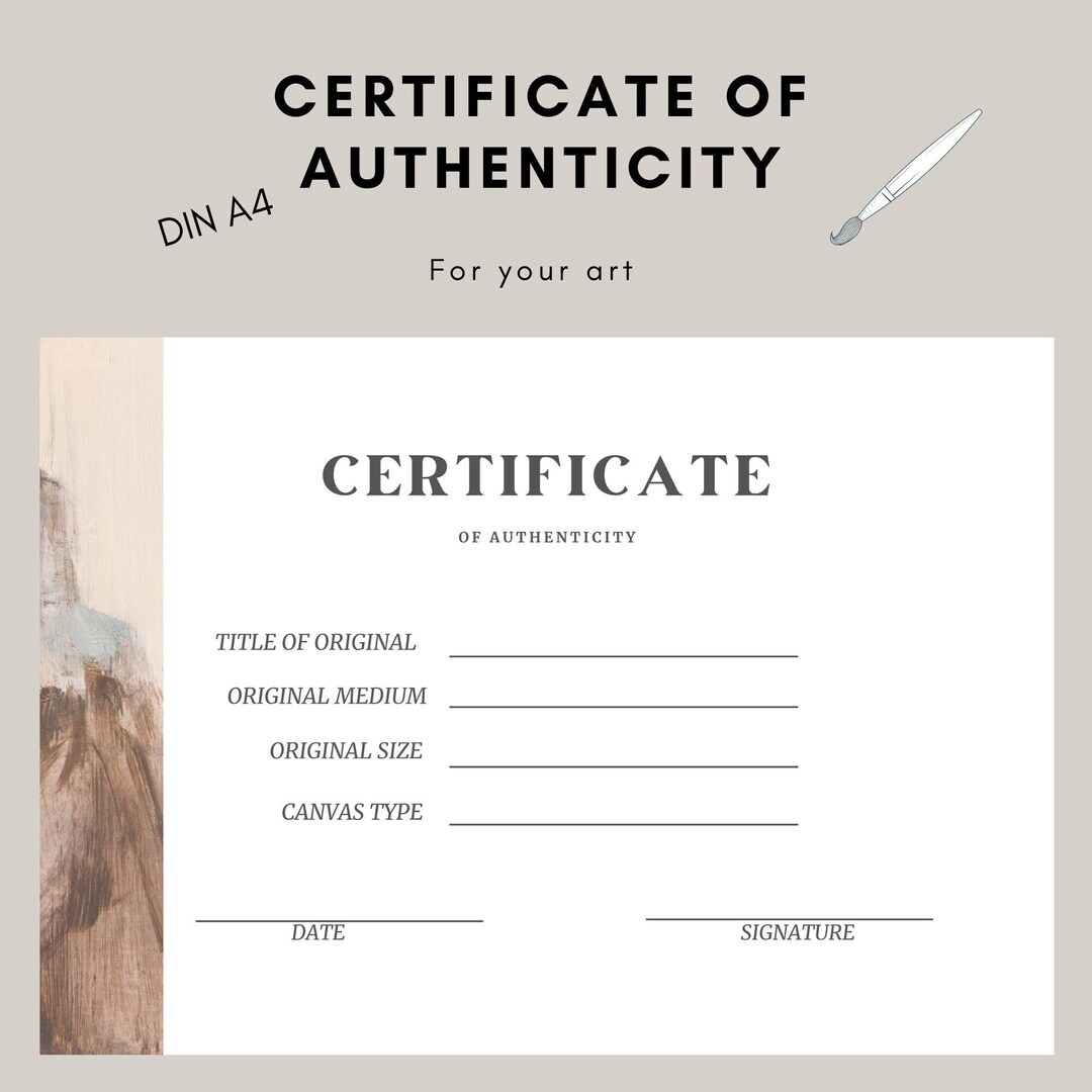 Certificate of Authenticity Art Artist Certificate Abstract Watercolor ...