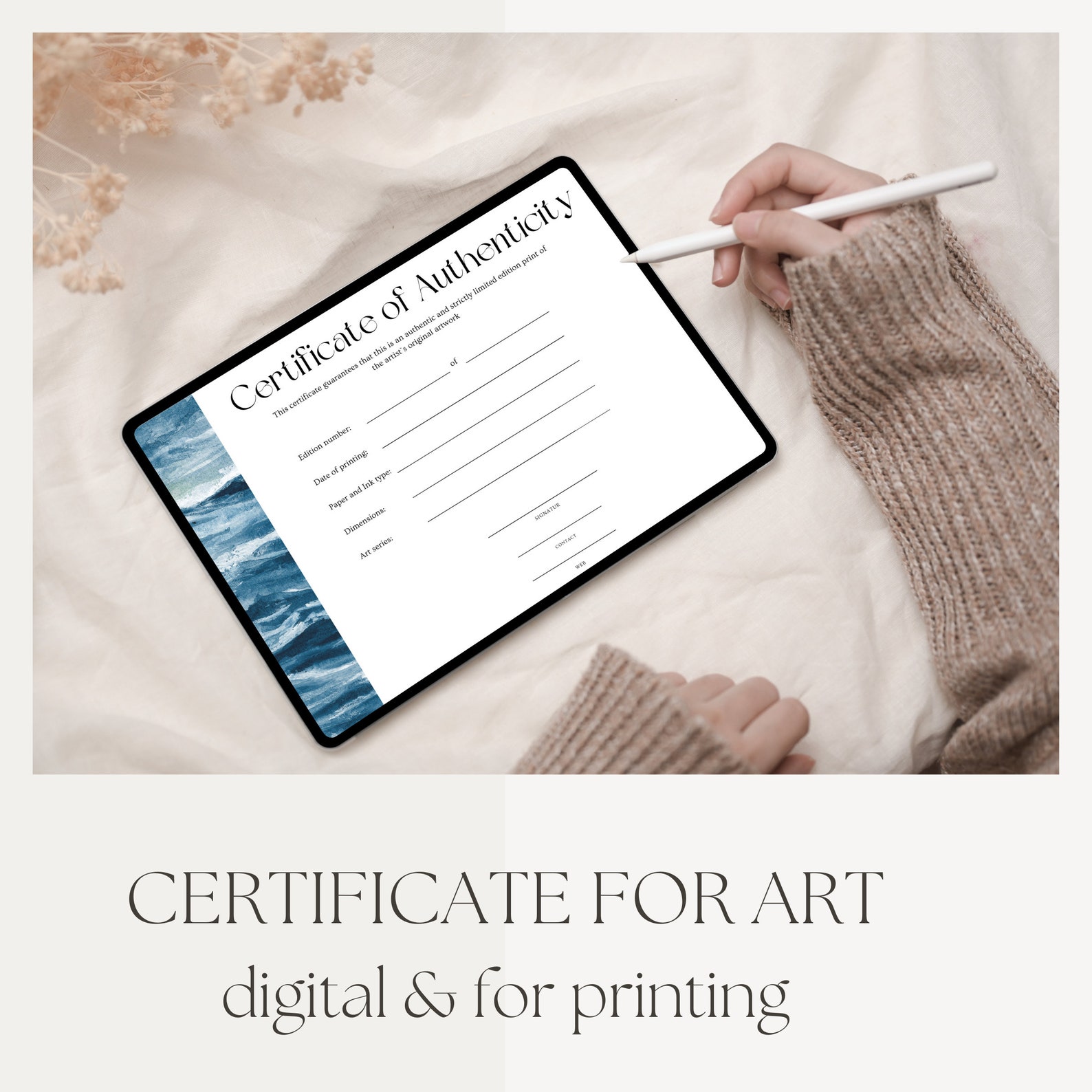 Certificate of Authenticity Art Prints Printing DINA5 Aquarel - Etsy