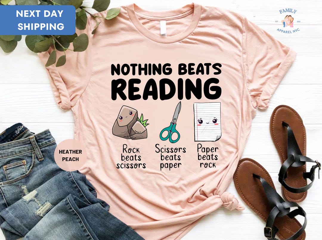 Nothing Beats Reading Shirt, Matching Rock, Paper, Scissors T-shirt ...