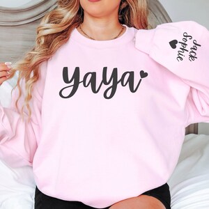 CUSTOM Yaya Sweatshirt With Kids Names on Sleeve, Personalized Yaya ...