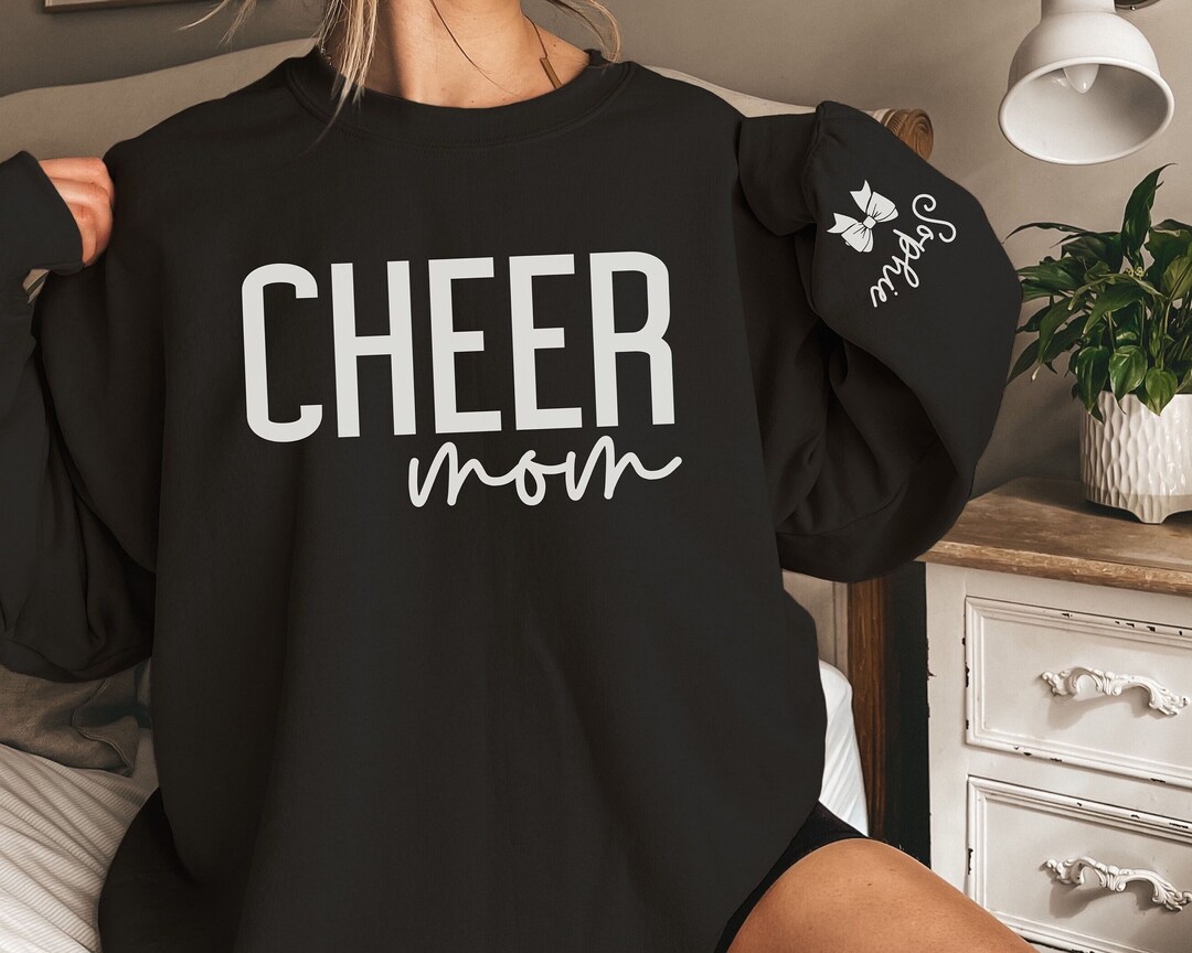 CUSTOM Cheer Mom Sweatshirt With Kids Name on Sleeve, Personalized ...