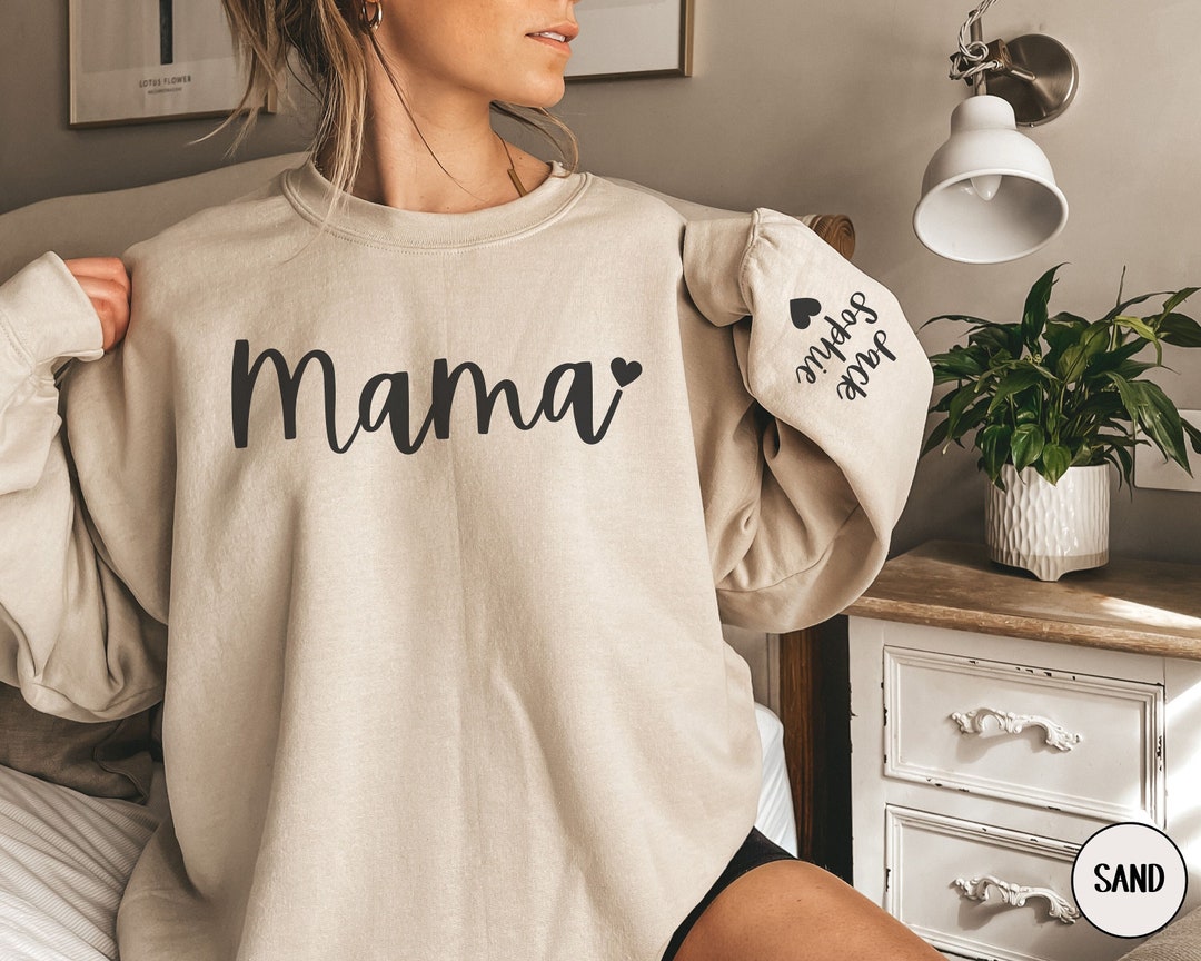 CUSTOM Mama Sweatshirt With Kids Names on Sleeve, Personalized Mama ...