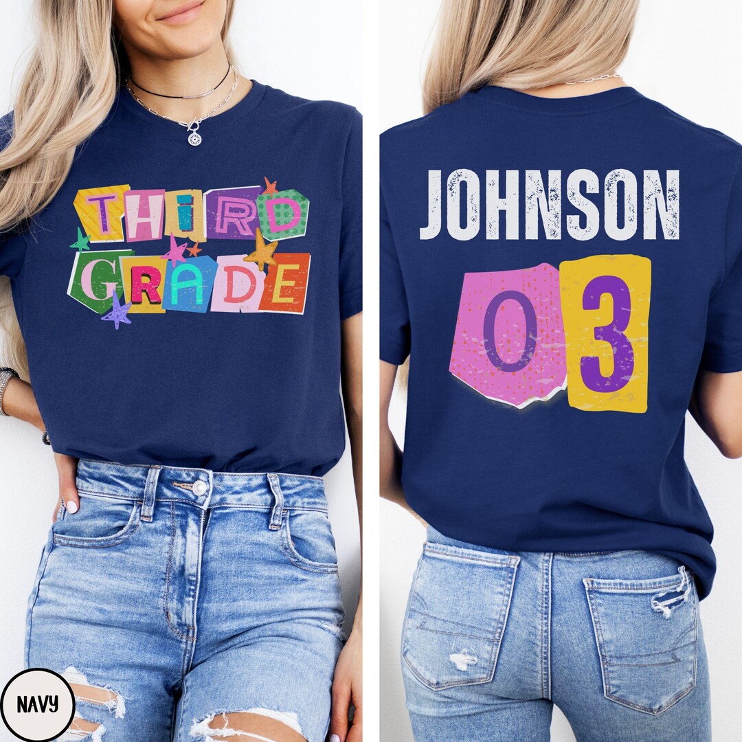 Custom Third Grade Team Shirt, Letter Collage 3rd Grade Teacher T-shirt ...