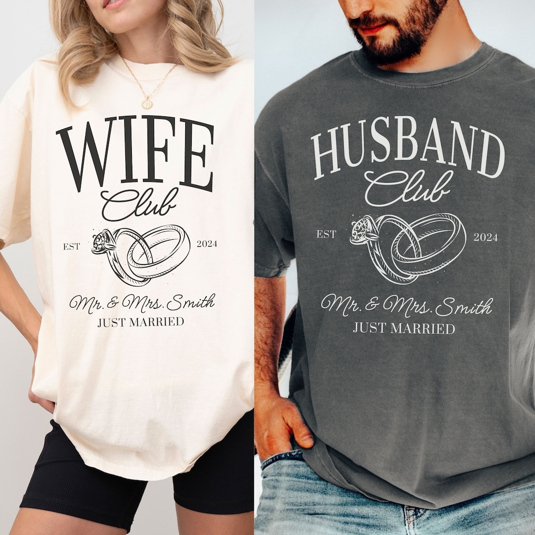 CUSTOM Husband and Wife Shirts, Social Club Mr and Mrs T-shirt Set ...