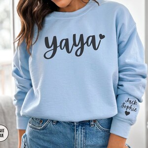 CUSTOM Yaya Sweatshirt With Kids Names on Sleeve, Personalized Yaya ...