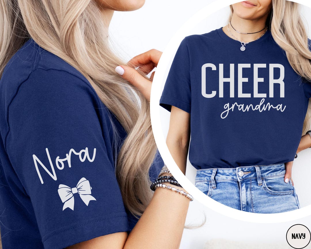 CUSTOM Cheer Grandma Shirt With Name on Sleeve, Personalized Cheer ...
