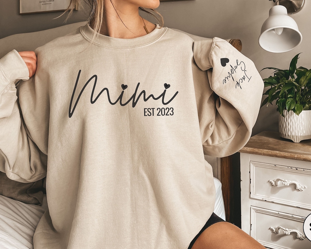 CUSTOM Mimi Sweatshirt With Kids Names on Sleeve, Mimi Sweater, Mimi ...