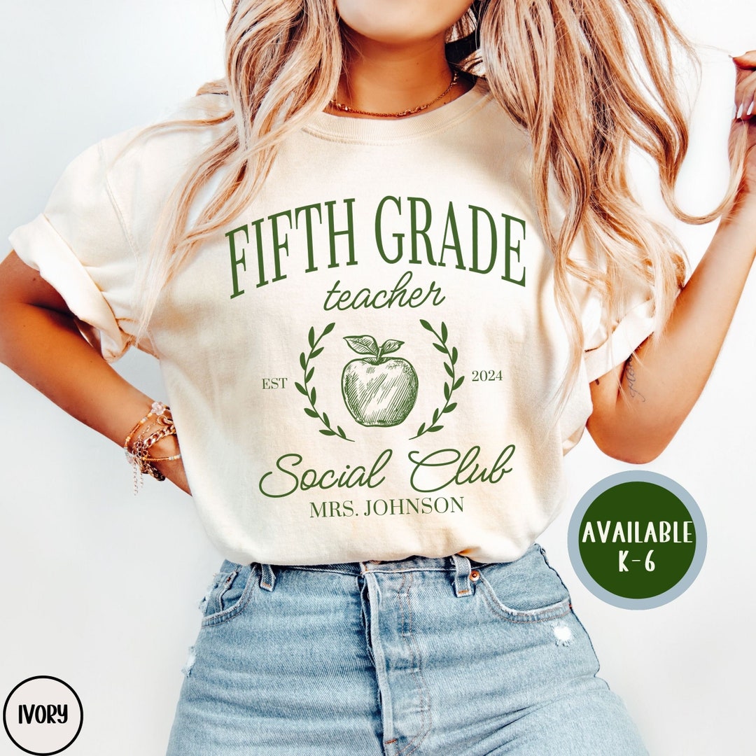CUSTOM Fifth Grade Teacher Social Club Shirt, Personalized Back to ...
