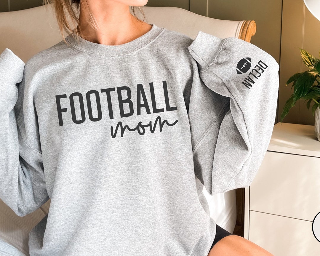CUSTOM Football Mom Sweatshirt With Kids Name on Sleeve, Personalized ...