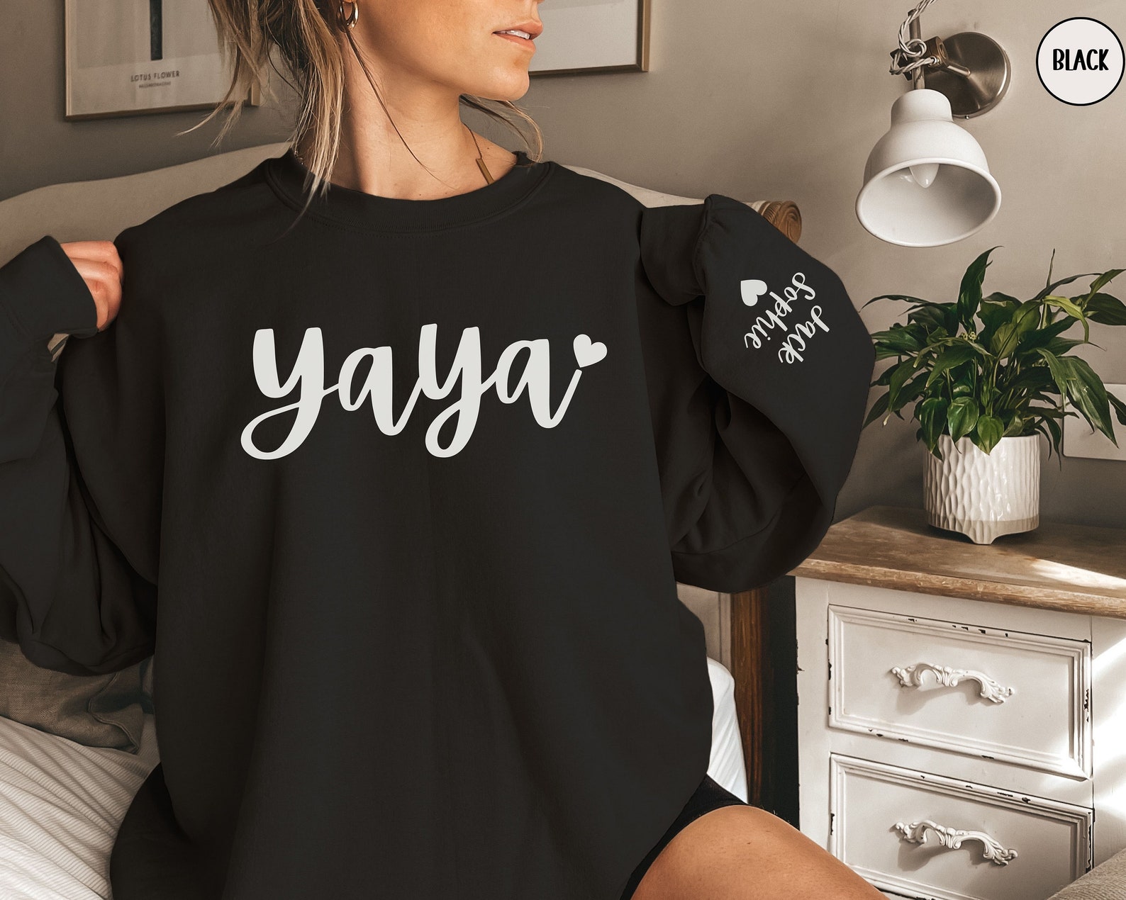 CUSTOM Yaya Sweatshirt With Kids Names on Sleeve, Personalized Yaya ...